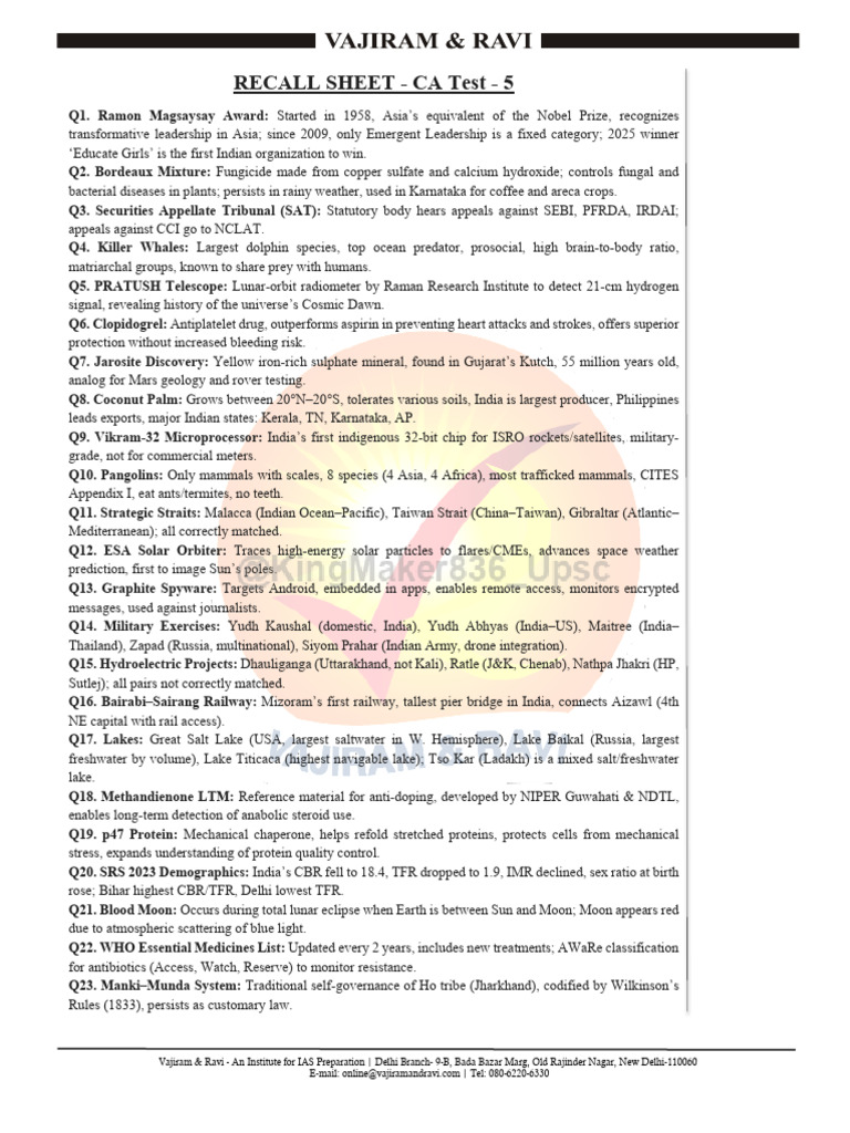 Recall Sheet - CA Test - 5 Dragon ? | PDF | Stars | Nuclear Fusion
