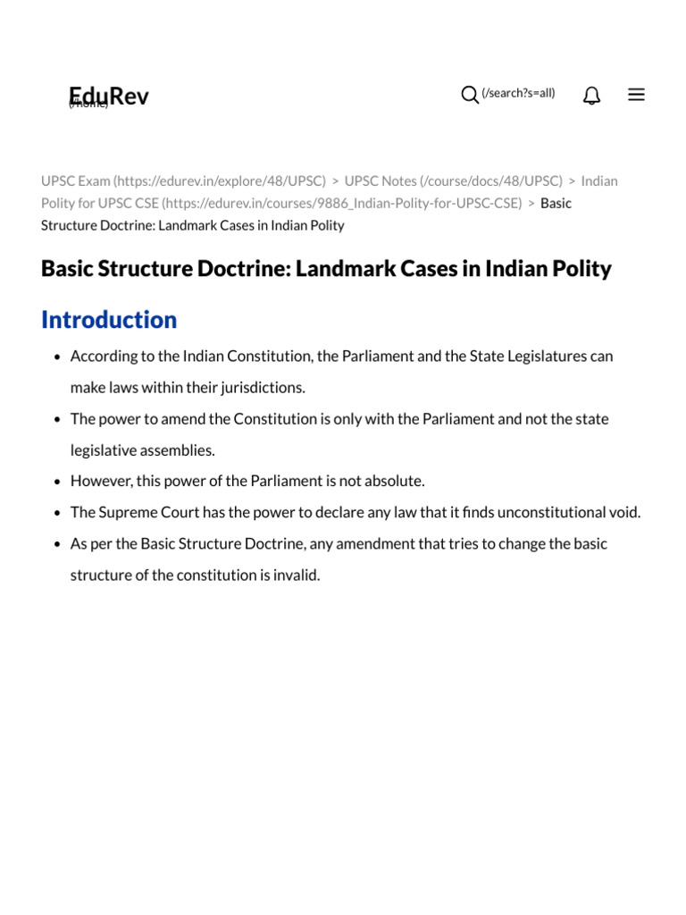 Basic Structure Doctrine in Indian Polity | PDF | Political Charters ...