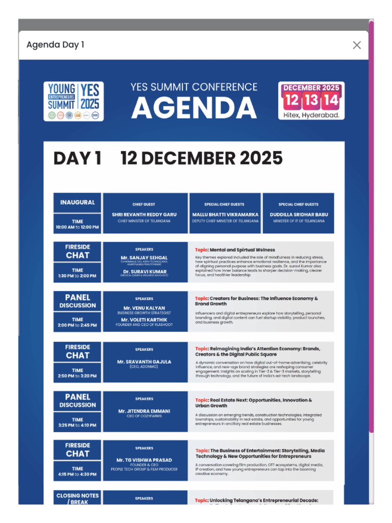 YES 2025 - Agenda 1 | PDF