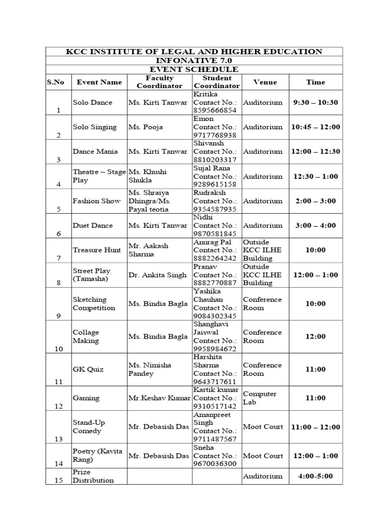 Infonative Schedule 7.0 | PDF