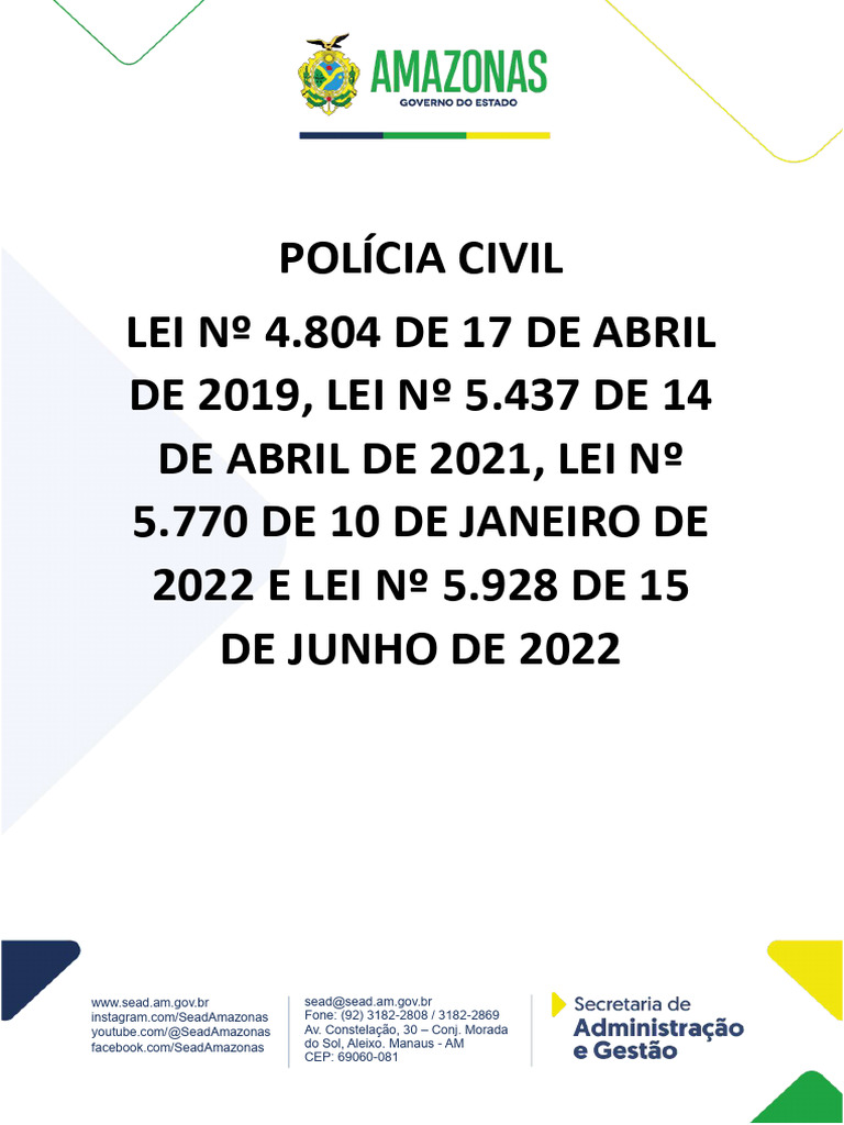 Leis e Estruturas da Polícia Civil AM | PDF | Estado | Orçamento
