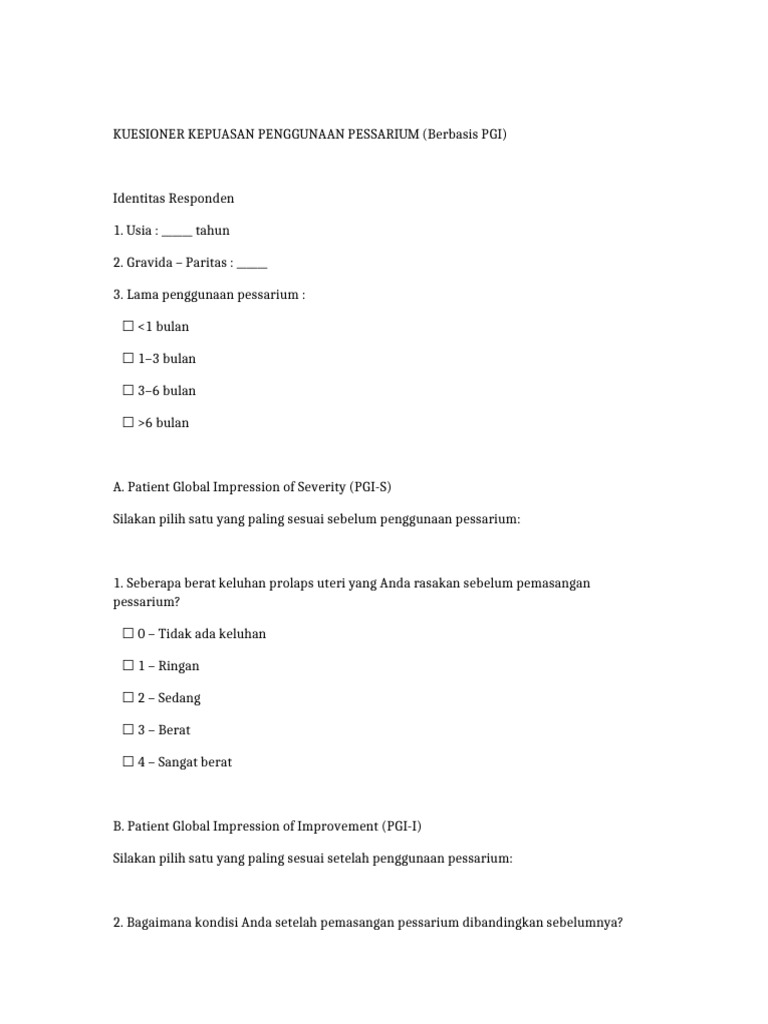 kuesioner_pessarium_PGI | PDF