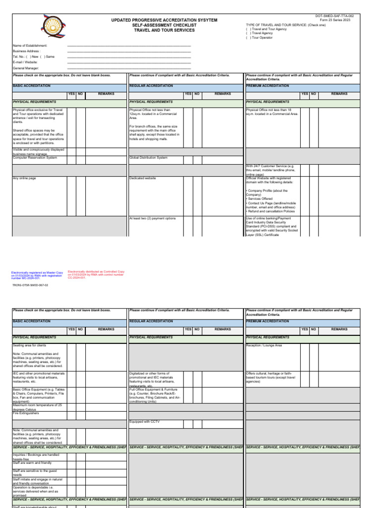 TRCRG OTSR SMED 067 02 Self Assessment Form 2023 Travel and Tour ...