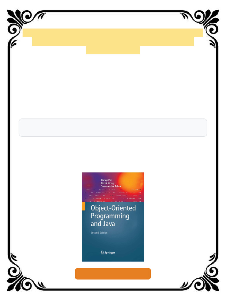 Object Oriented Programming and Java Second Edition Danny Poo ebook all ...