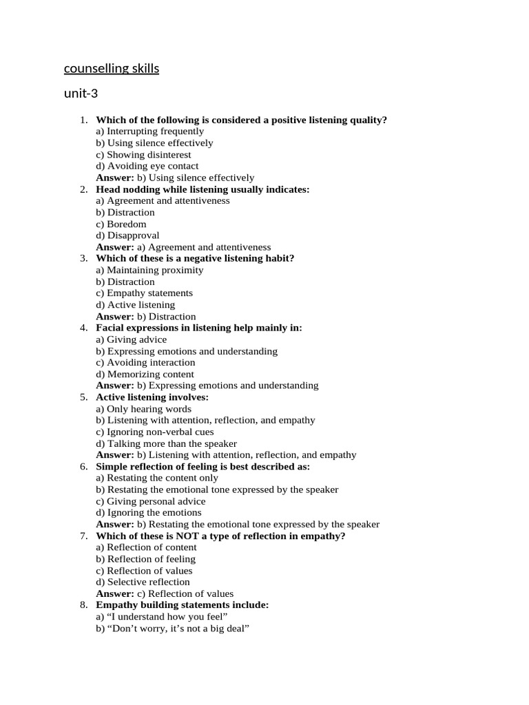 Essential Counselling Skills Guide | PDF | Empathy | Feeling