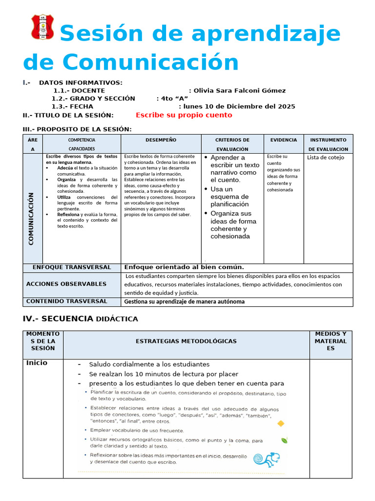 Escribe tu propio cuento en clase | PDF | Evaluación | Modificación de ...