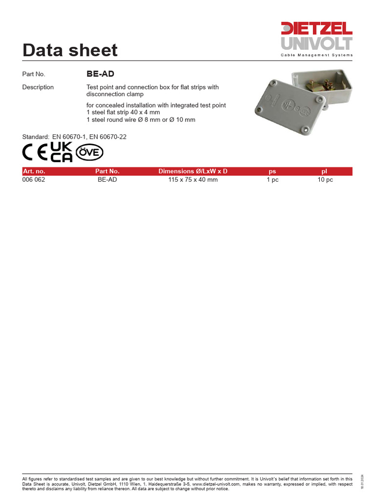 Test Point Connection Box Data Sheet | PDF