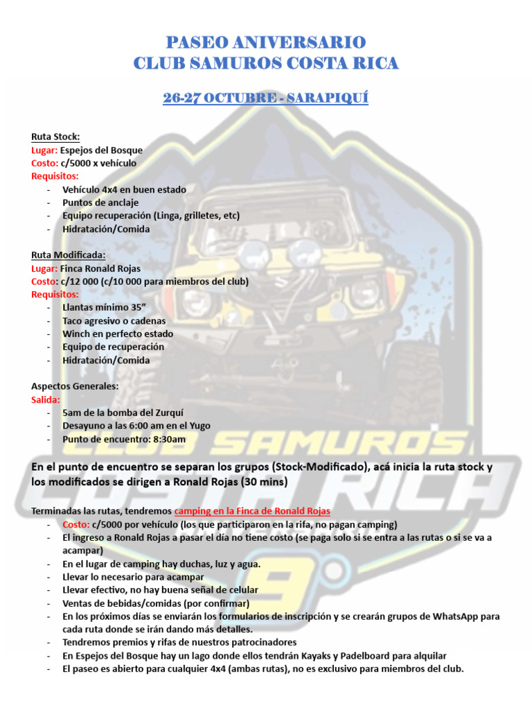Paseo Aniversario Club Samuros | PDF