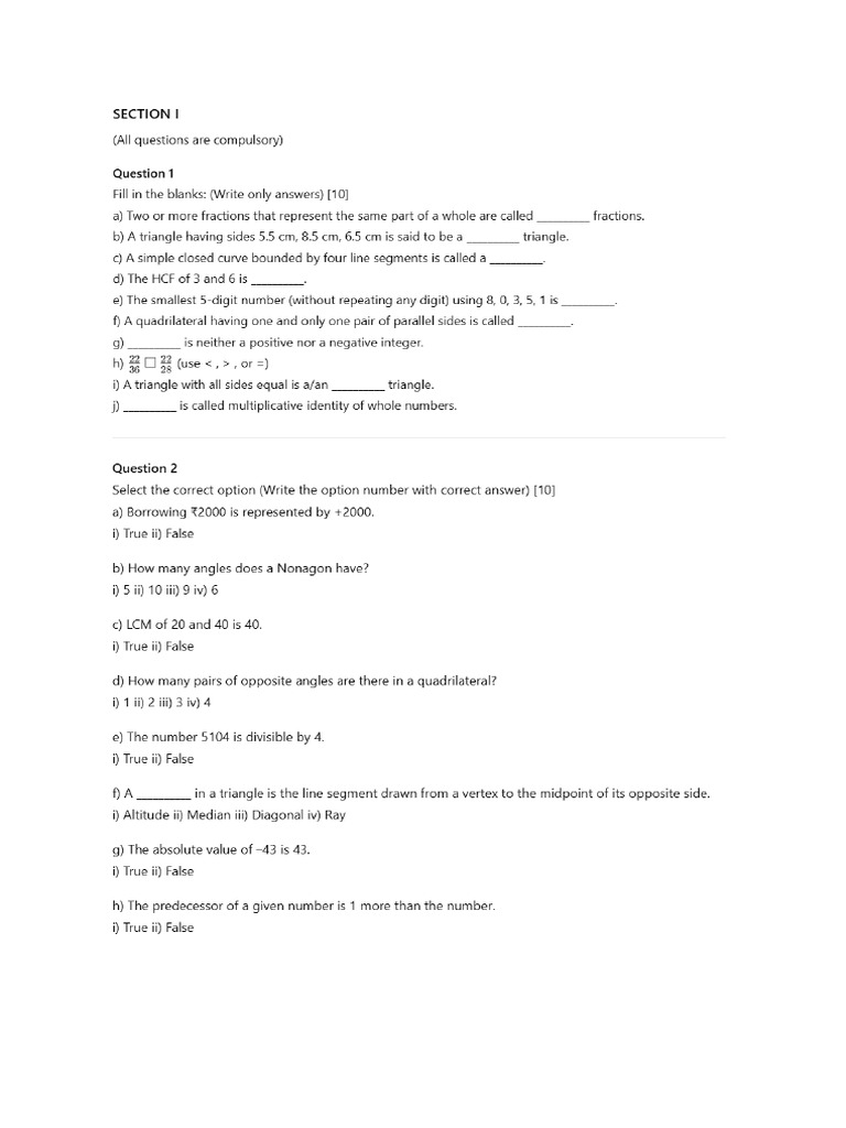 Maths Sample Paper | PDF