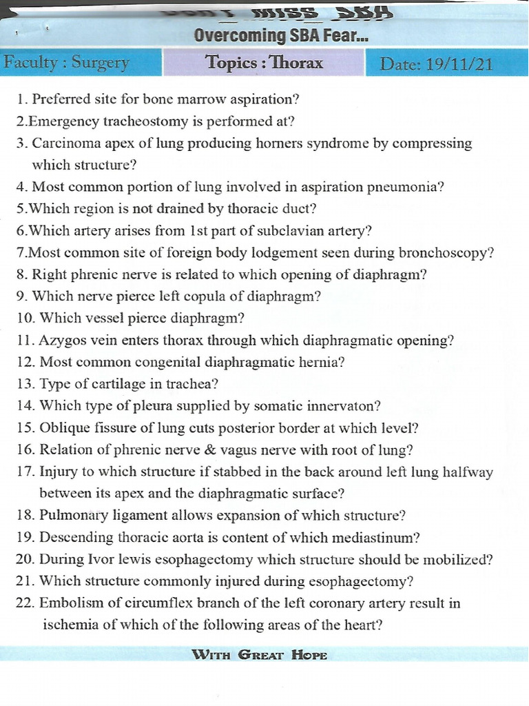 Anatomy Paper 1 SBA | PDF