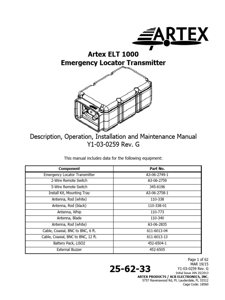 Artex ELT 1000 manual | PDF | Electromagnetic Interference | Electrical ...