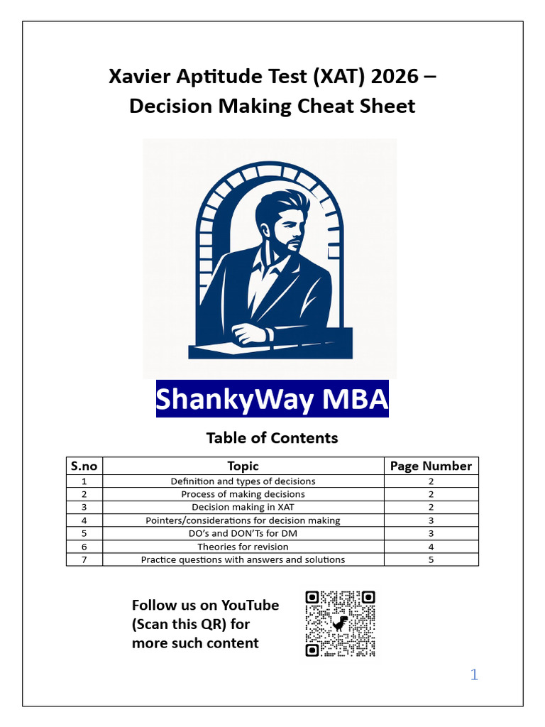 XAT 2026 Decision Making Guide | PDF | Decision Making | Prices