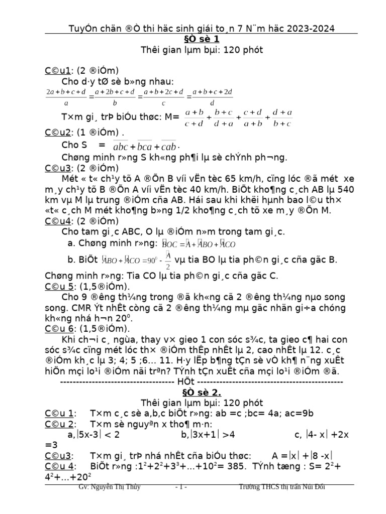 Tong Hop 25 de Thi Hsg Toan 7 Co Dap An | PDF
