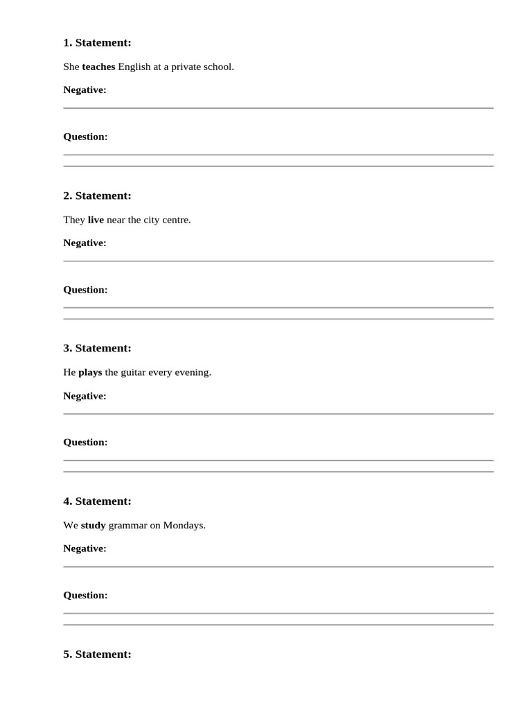 English Statements and Questions Guide | PDF