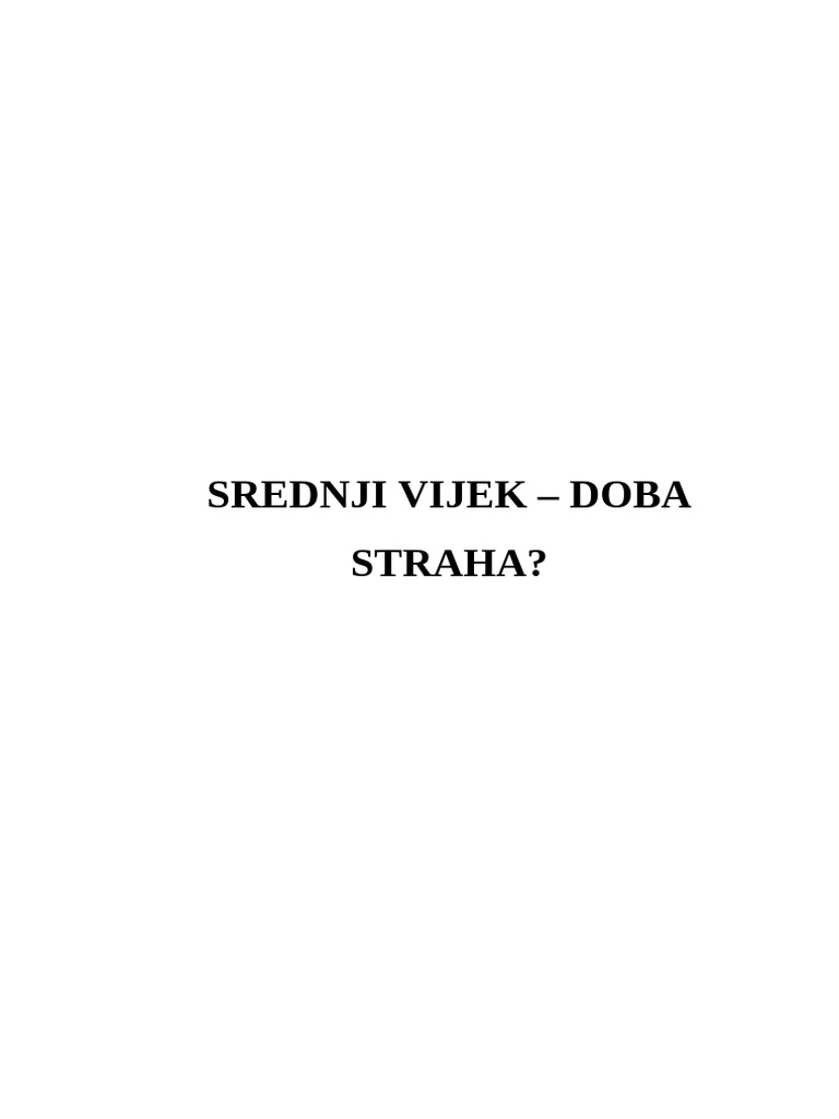 Srednji Vijek - Doba Straha | PDF