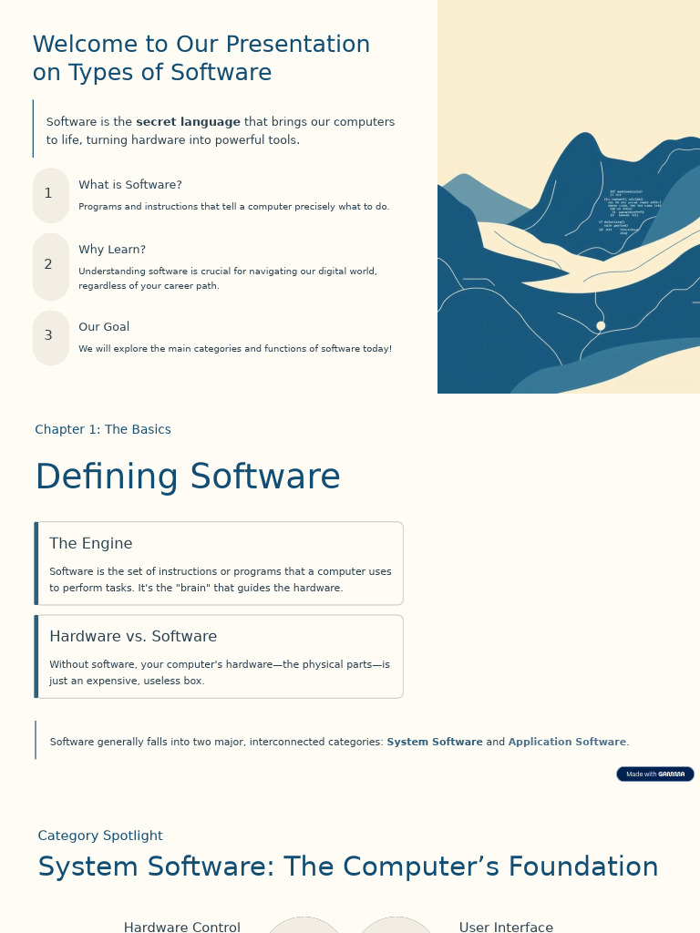 Welcome to Our Presentation on Types of Software | PDF | Operating ...