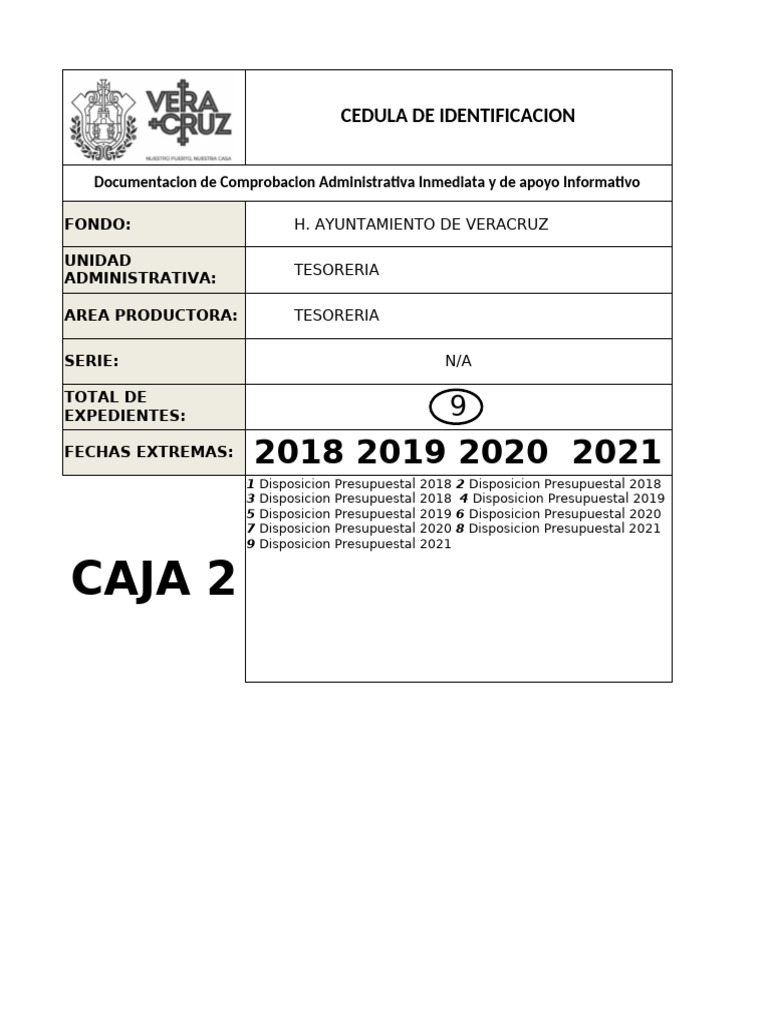 Cedula de Identificacion Caja 2 | PDF