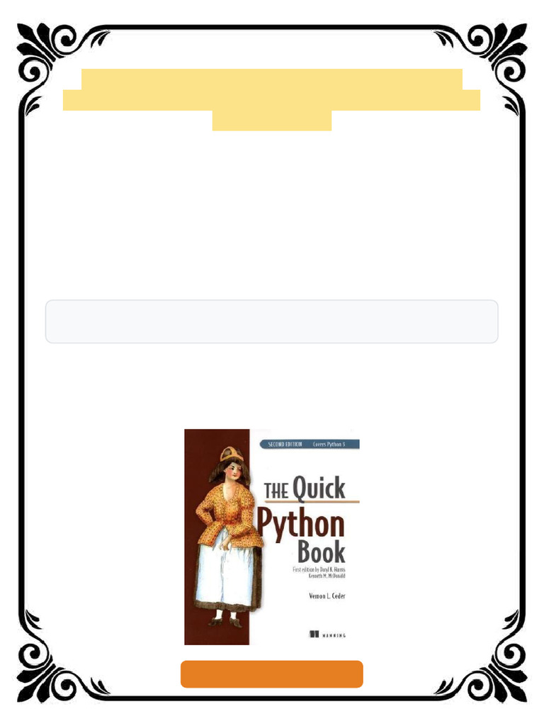 The Quick Python Book Second Edition Vernon L. Ceder [Ceder ebook extended chapters | PDF ...