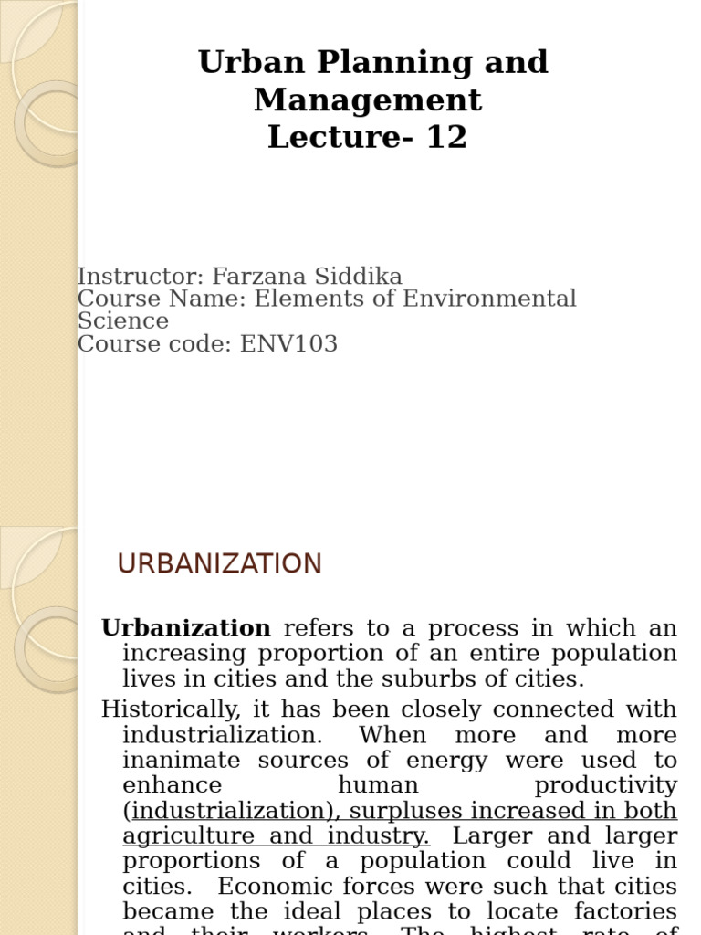 Lecture 12 - Urban Planning - FS | PDF
