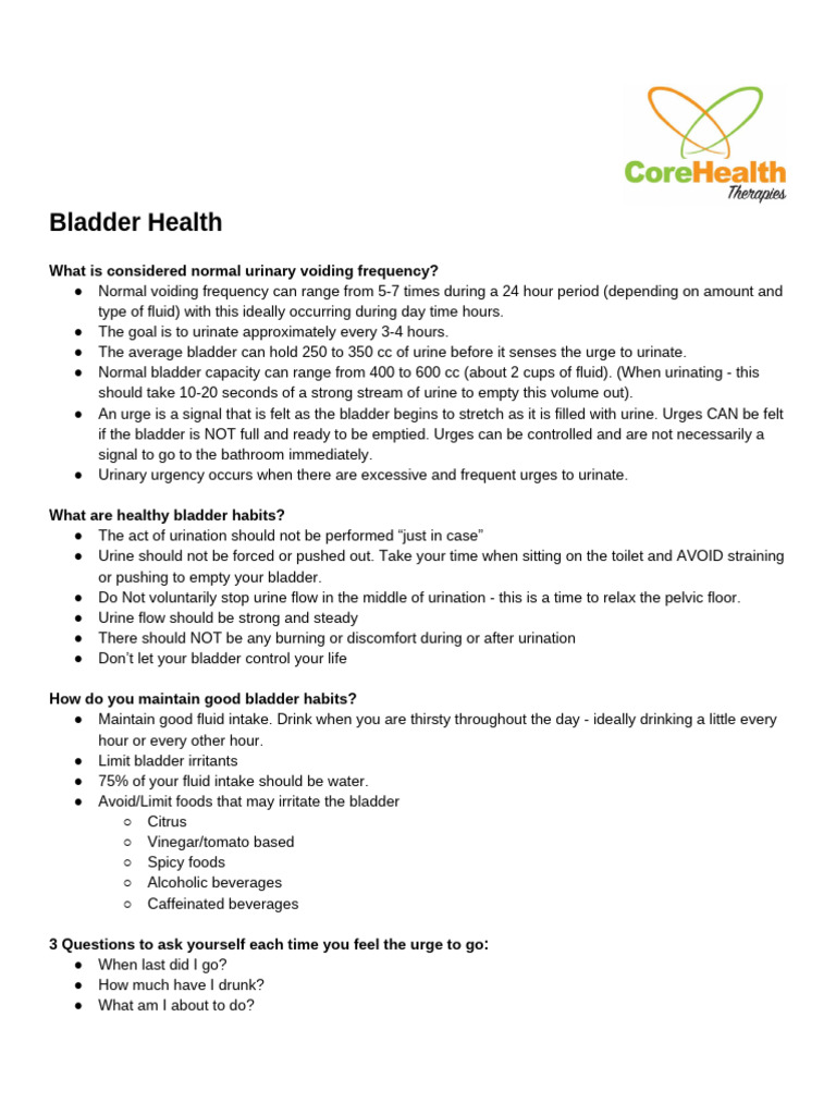 Essential Tips for Healthy Bladder Habits | PDF