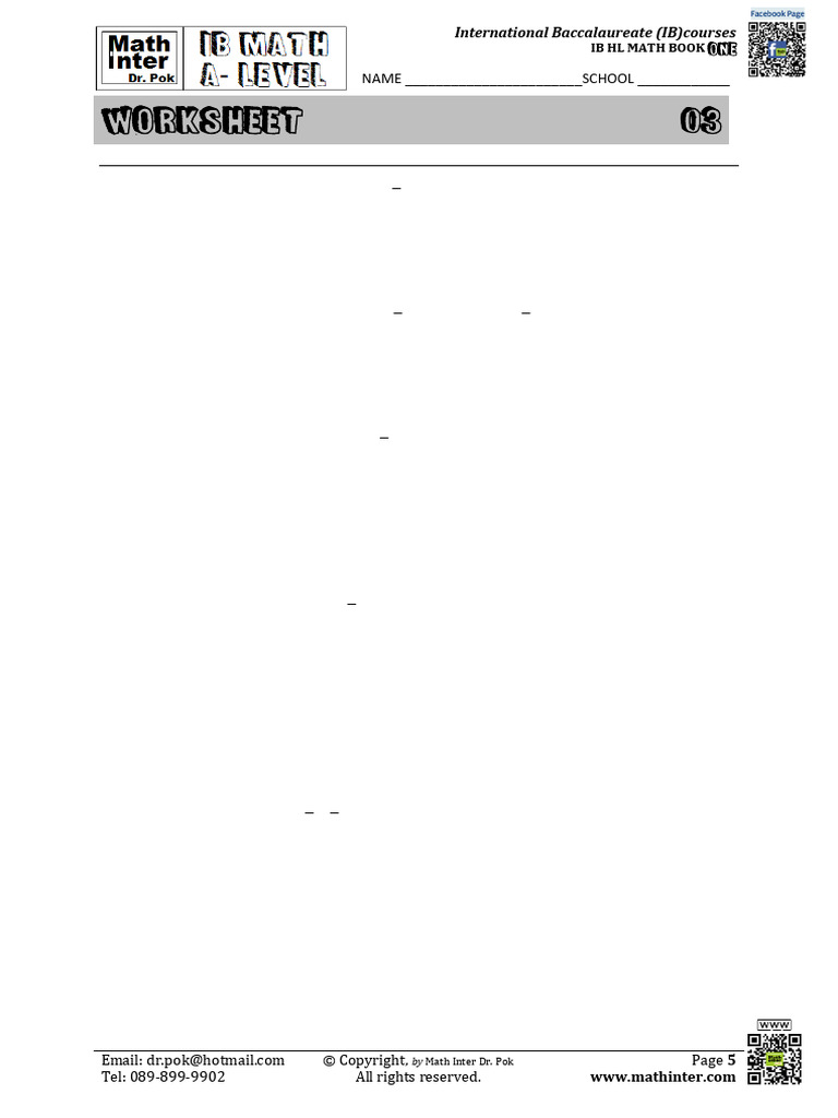 IB HL Math Functions Worksheet | PDF | Mathematical Analysis | Mathematics