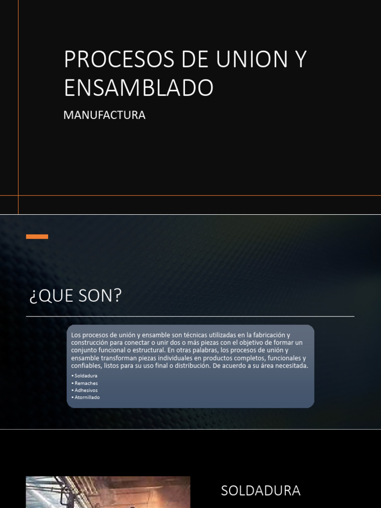 Procesos de Unión y Ensamble en Manufactura | PDF | Tornillo | Soldadura