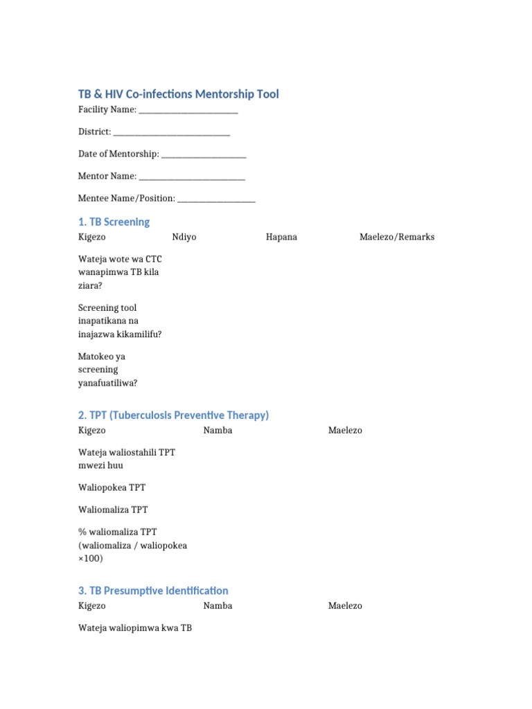 TB & HIV Co-infection Mentorship Guide | PDF