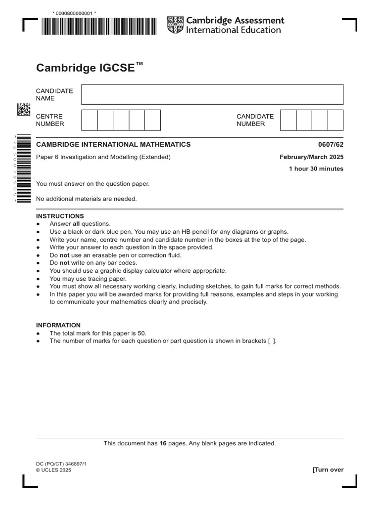 Math past papers 2024-25 October-November-March series | PDF | Area ...