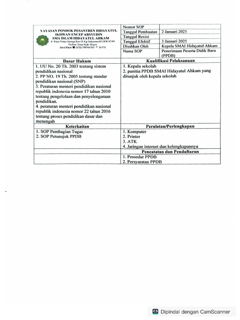Sop PPDB | PDF
