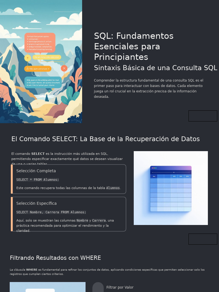 SQL Fundamentos Esenciales Para Principiantes | PDF | SQL | Bases de datos
