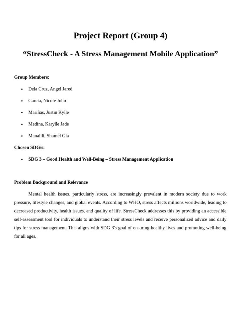 StressCheck: Mobile Stress Management App | PDF | Mobile App | User ...