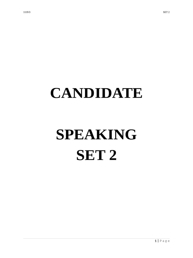 Speaking Set 2 Calon | PDF