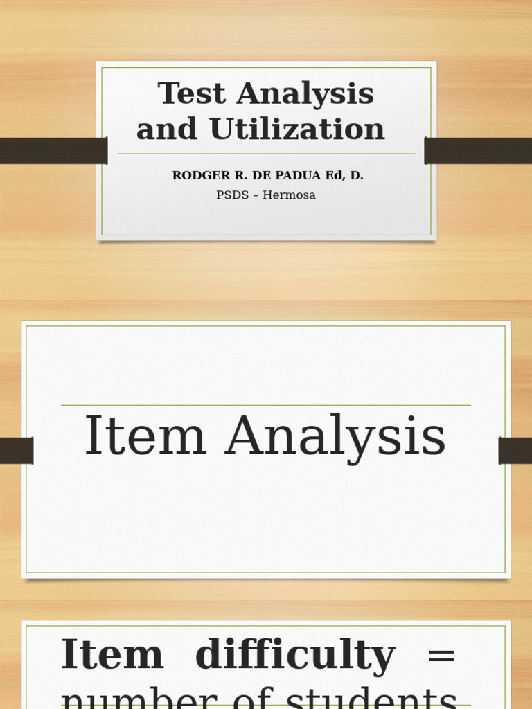 Test Item Analysis and Reliability Methods | PDF | Standard Deviation ...