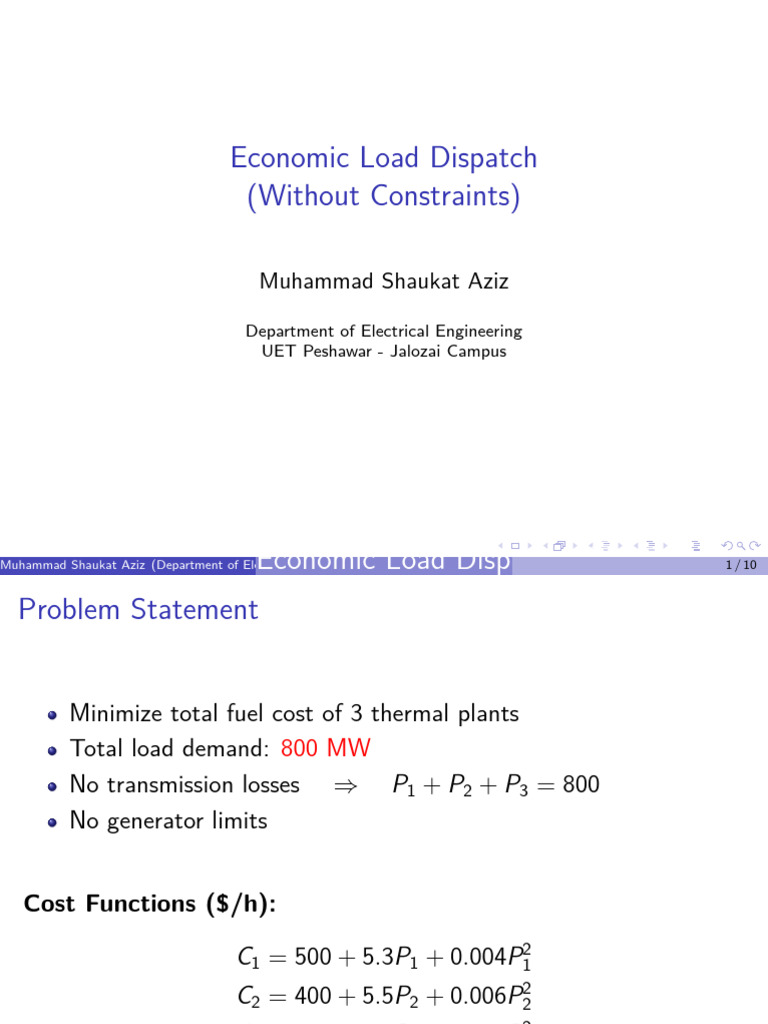 Economic Load Dispatch Optimization | PDF | Applied Mathematics