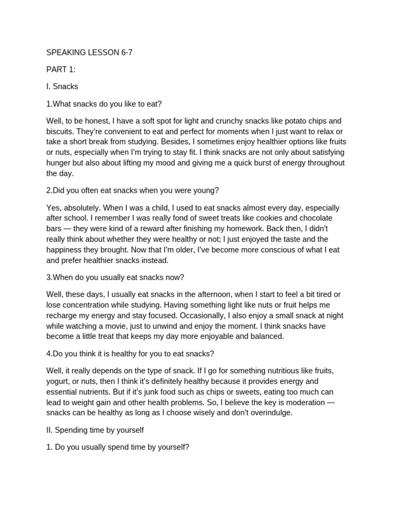 Speaking Lesson 6+7 Sample-wps Office_1 | PDF | Pleasure | Contentment