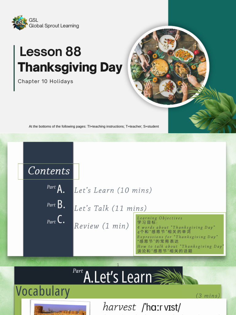 Lesson 88 Thanksgiving Day PDF | PDF | Human Communication | Learning