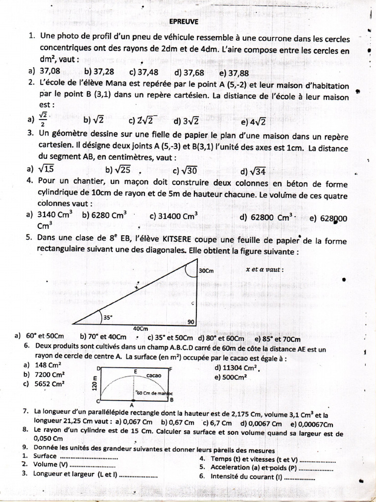 Banque Des Questions 8 Ème G | PDF