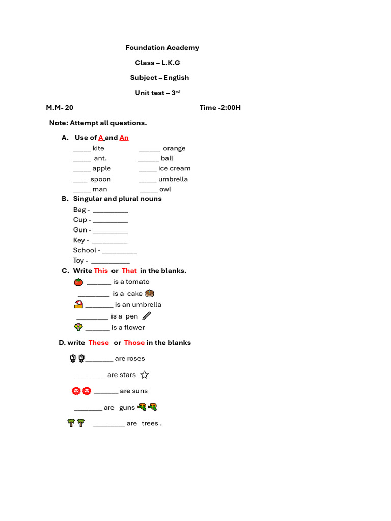 Lkg maths 3 rd class notes for exam preparation | PDF | English ...