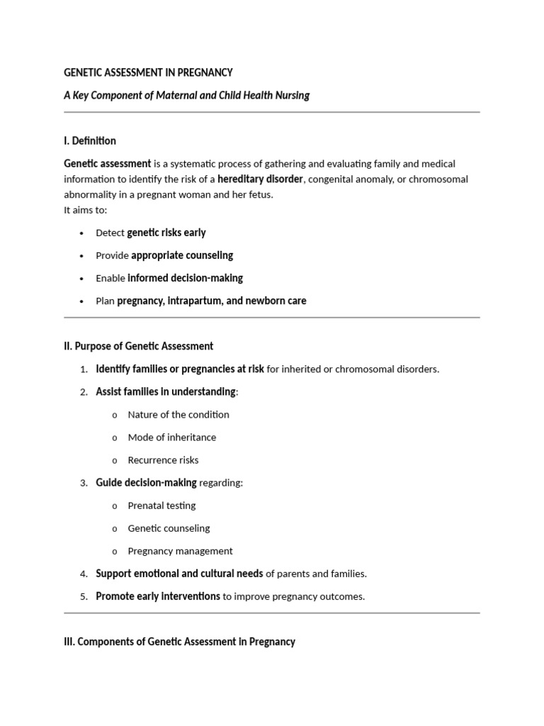 Genetic Assessment and Tests in Pregnancy | PDF | Human Pregnancy ...