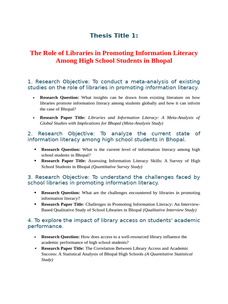 Thesis 1 Objectives & Papers | PDF