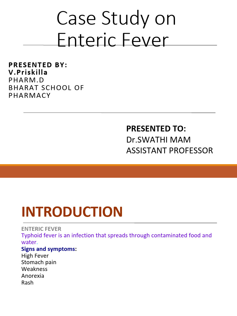 Enteric Fever Case Study Analysis | PDF | Vomiting | Nausea