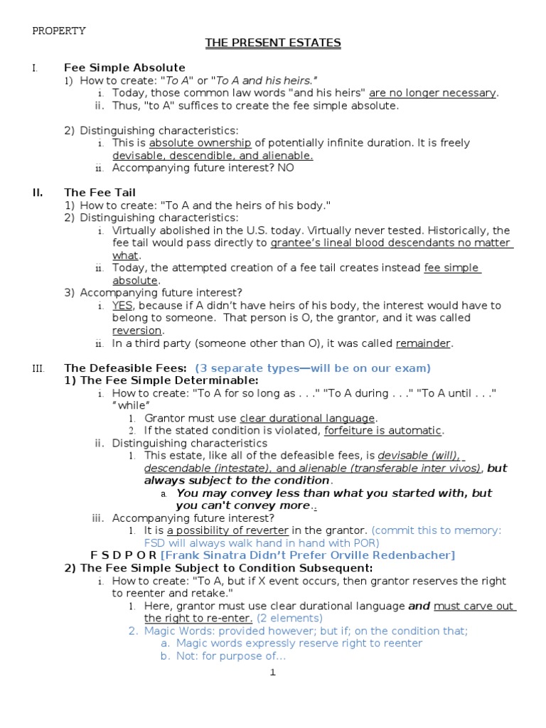 Property Outline - Updated | PDF | Concurrent Estate | Lease