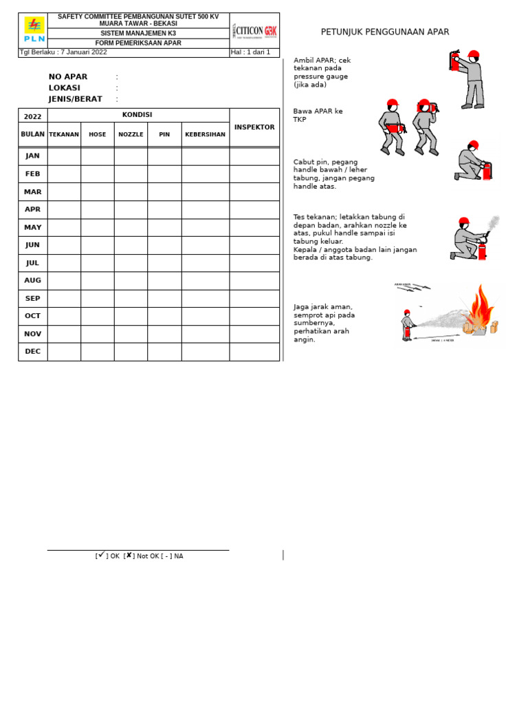 Panduan Pemeriksaan APAR K3 2022 | PDF