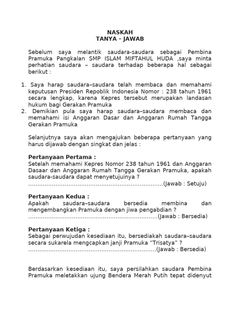 NASKAH Pelantikan Pembina Penggalang | PDF