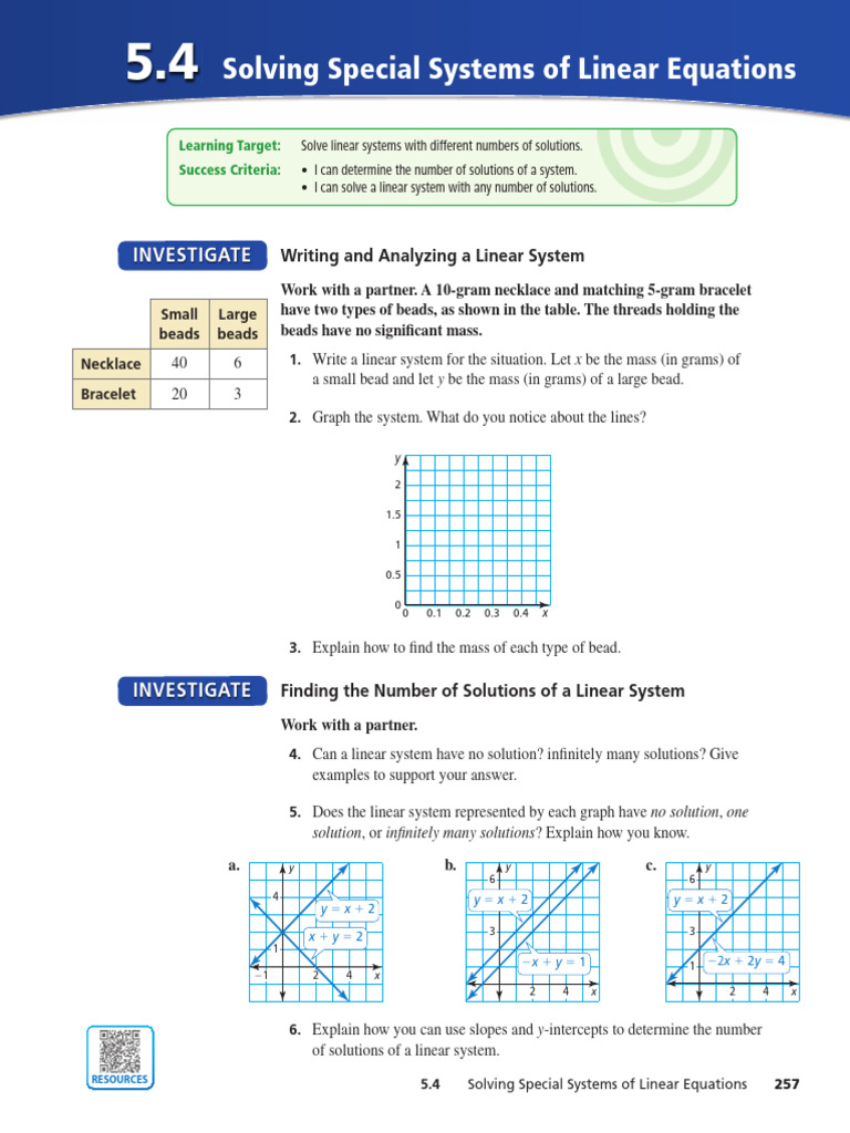 Special Systems of Linear Equations | PDF | System Of Linear Equations ...