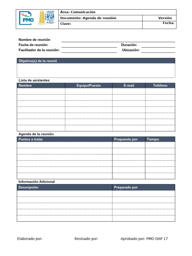 Formato - Agenda de Reunión | PDF