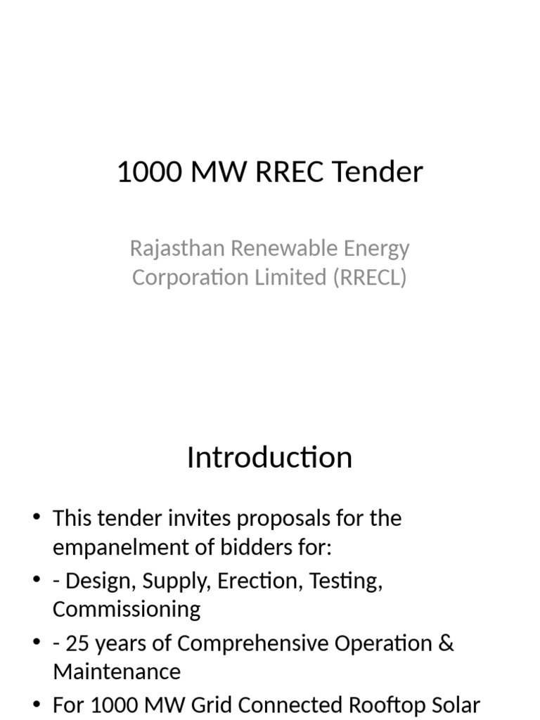 1000 MW RREC Tender Presentation | PDF