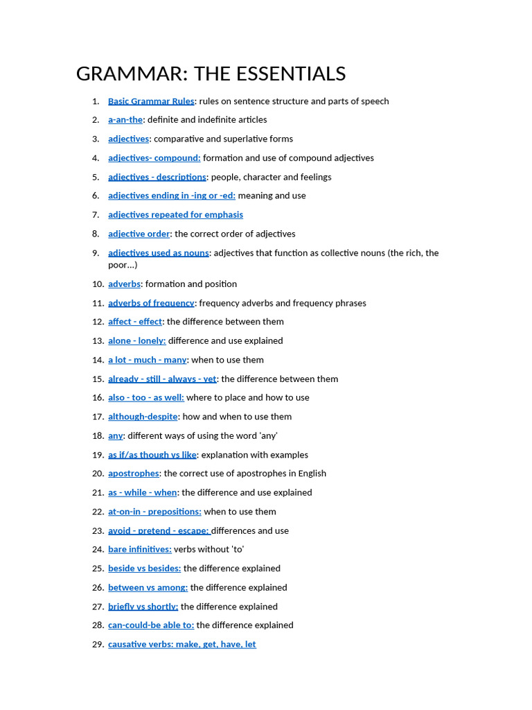 Grammar Essentials | PDF | English Grammar | Adjective