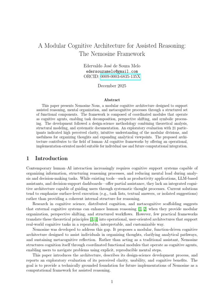 A Modular Cognitive Architecture For Assisted Reasoning The Nemosine ...
