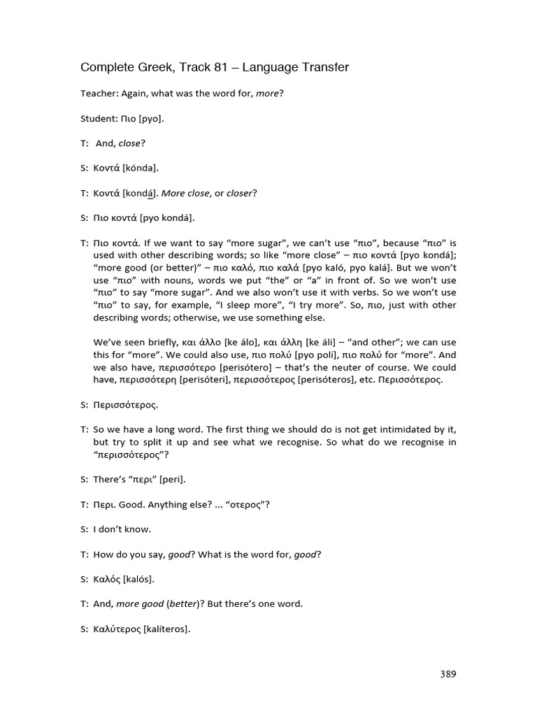 Complete Greek, Track 81 - Language Transfer | PDF | Misogyny | Stress ...